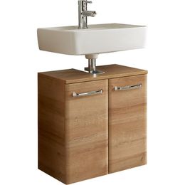 Waschbeckenunterschrank &raquo;Quickset 318, mit zwei T&uuml;ren, 60cm breit&laquo; 1 Stk. tlg. braun Holzwerkstoff Riviera Eiche quer Nachbildung, B/H/T: 60cm x 53cm 