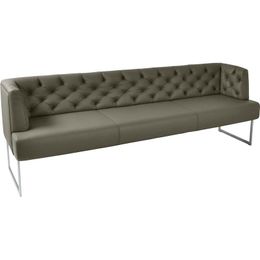 K+w Komfort & Wohnen K+W Komfort & Wohnen Polsterbank &raquo;Creso&laquo; im modernen Chesterfield-Look, F&uuml;&szlig;e in Edelstahl-Optik beige Bronco: Nappaleder pigmentiert, Dickleder, 1, 3/