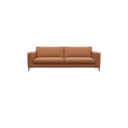 FLEXLUX 3-Sitzer &raquo;Fiore, super Sitzkomfort durch Kaltschaum im Sitz&laquo; breite Armlehnen, F&uuml;&szlig;e Alu+schwarz braun 100% Echteder B/H/T: 229cm x 85cm x 92cm