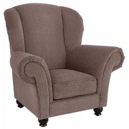 Home Affaire Sessel &raquo;King Henry, Hochlehnsessel, Ohrensessel, Federkern, Cord&laquo; mit legerer Polsterung, Federkern und losen Zierkissen braun Luxus-