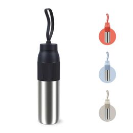 Emsa Isolierflasche &raquo;beYou Twist&laquo; mit integriertem Sieb und Trageband, 100% dicht, sp&uuml;lmaschinengeeignet silber Edelstahl, Polypropylen (PP), Silikon 700ml