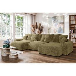 Home Affaire Wohnlandschaft &raquo;LAKESIDE mit Bettfunktion und Bettkasten, Ma&szlig;e B/T/H: 332,5/142/84 cm&laquo; U‐Form mit vielen Kissen und Wellenunterfederung 