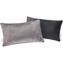 s.Oliver Dekokissen &raquo;double soft Kissen s.Oliver&laquo; Kissenh&uuml;llen ohne F&uuml;llung, 2 St&uuml;ck, mit samtig weicher Oberfl&auml;che grau Polyester B/L: 50cm x 30cm, 2