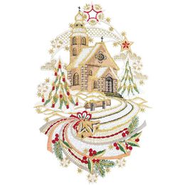 Fensterbild &raquo;Weihnachtskirche&laquo; Made in Germany bunt Polyester B/L: 21cm x 32cm