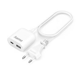 Hama USB-Ladeger&auml;t &raquo;USB Netzteil mit 1,9 m langem Kabel, 3,5A, 1x USB A, 1x USB C, Wei&szlig;&laquo; wei&szlig;
