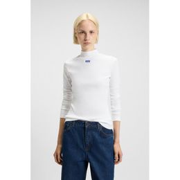 Hugo Damen Hugo Longsleeve &raquo;Easy Longsleeve&laquo; mit Stehkragen wei&szlig; XXL