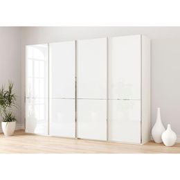 Musterring Schwebet&uuml;renschrank &raquo;Imola W&laquo; inkl. Einlegeb&ouml;den und Kleiderstangen, mit Glast&uuml;ren und Aufleistungen wei&szlig; Floatglas, Holzwerkstoff B/H/T: 296,3cm x 