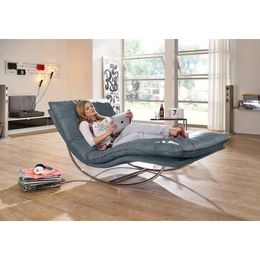 W.Schillig Relaxliege &raquo;daily dreams&laquo; in Waffelkissen-Optik, Schaukelgestell Chrom gl&auml;nzend, in 2 Breiten blau Longlife Xtra-Leder Z69: Das feinnarbige