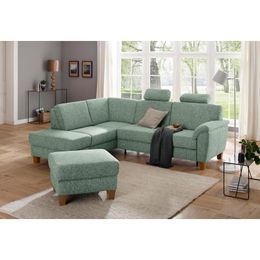 OTTO home Ecksofa &raquo;Alta L-Form&laquo; mit Federkern und Kontrastnaht, F&uuml;&szlig;e Buche eichefarben gr&uuml;n Struktur ( 100% Polyester);Struktur fein ( 100% Polyester)