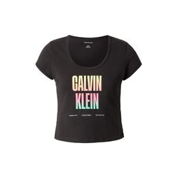Calvin Klein Jeans Shirt 'Slim Stretch Logo - Pride' Damen Gr&ouml;&szlig;e XL neongr&uuml;n / neonpink / schwarz / wei&szlig;