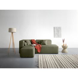 Home Affaire Ecksofa &raquo;Sundstrup L-Form&laquo; Modulserie, individuelle Zusammenstellung gr&uuml;n 93% Polyester, 6% Acryl, 1% Baumwolle B/H/T: 233cm x 76,5cm x 