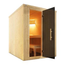 Weka Sauna &raquo;Elementsauna KAARINA 1&laquo; platzsparende Nischensauna, moderne Ganzglast&uuml;r beige Saunaofen, externe Steuerung, 4,5 kW