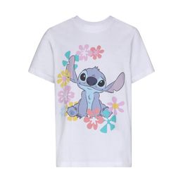 Mister Tee T-Shirt 'Lilio& Stitch Flower' M&auml;dchen Gr&ouml;&szlig;e 146/152 gelb / flieder / altrosa / wei&szlig;