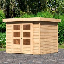 Karibu Gartenhaus &raquo;Arnis 3&laquo; naturbelassen oder terragrau beige Holzwerkstoff ohne Fu&szlig;boden, ohne Dacheindeckung