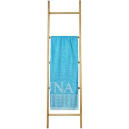 Schiesser Saunatuch &raquo;Rom aus garngef&auml;rbtem, kuschelweichem Baumwollfrottier&laquo; Made in Green blau Frottier, Frottier B/L: 75cmx200cm, 1 Stk., Frottier