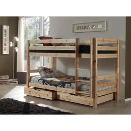 Vipack Etagenbett &raquo;Pino, Kiefer massiv, sehr standfest, Made in Europe&laquo; B/H/T ca. 210x140x105cm, inkl. Rolllattenroste, Absturzschutz, inkl. Leiter und 2 