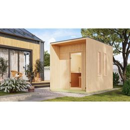 Karibu Saunahaus &raquo;Lars&laquo; Set, verschiedene Varianten beige ohne Ofen, ohne Steuerung, (ohne Ofen)
