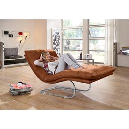 W.Schillig Relaxliege &raquo;daily dreams&laquo; in Waffelkissen-Optik, wahlweise mit Motor, Freischwingergestell braun Longlife Xtra-Leder Z69: Das feinnarbige, 