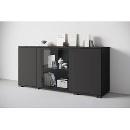 Home Affaire Sideboard &raquo;Caro, modernes Design mit Glaseins&auml;tzen, Breite 150 cm&laquo; 1 Stk. tlg. Grifflose Fronten mit Push-to-Open, h&ouml;henverstellbare 