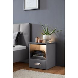 Westfalia Schlafkomfort Nachtkonsole &raquo;Brilon&laquo; wahlweise mit indirekter LED-Beleuchtung grau Holzwerkstoff B/H/T: 45cm x 53cm x 45cm, Mit LED-Beleuchtung, 1 Stk.