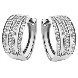Firetti Damen Paar Creolen &raquo;Schmuck Geschenk Silber 925 Ohrschmuck Ohrringe mehrreihig&laquo; mit Zirkonia (synth.) silber 17,7mm, Silber 925 (
