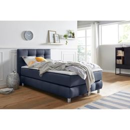 Home Affaire Boxspringbett &raquo;Salo&laquo; incl. Topper, 6 Breiten, 2 H&auml;rtegrade, TFK auch in H&auml;rtegrad 4 blau Struktur (100% Polyester);Bezug der 