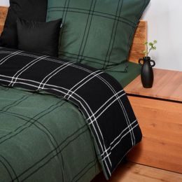 Schiesser Wendebettw&auml;sche &raquo;Ellis aus weicher Baumwolle in klassischem Karo&laquo; 2 Stk. Made in Green gr&uuml;n Feinbiber, Obermaterial: 100% Baumwolle B/L: 135cm x 200cm
