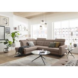 Musterring Ecksofa &raquo;MR 4615&laquo; mit Kopf- und R&uuml;ckenverstellung, Metallfu&szlig; schwarz, Ma&szlig;e 272 x 214 cm grau 100% Polyester B/H/T: 272cm x 84cm x 214cm, Flachgewebe, 