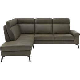 Home Affaire Ecksofa &raquo;Nalani, optionaler Sitzauszug, Breite: 252 cm&laquo; Komfortabler Federkernsitz, gro&szlig;z&uuml;gige Ecke, klappbare Armlehne 100% Leder B/H/T: