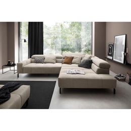 Home Affaire Ecksofa &raquo;Claya, 311 cm breit, L-Form, inkl. Kopfteilverstellung&laquo; mit elektrischem Sitzvorzug im Hauptelement beige 95% Polyester, 5% 