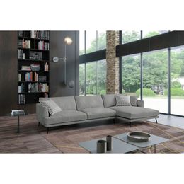 Egoitaliano Ecksofa &raquo;Sophia, Designsofa mit extrakomfortablem Sitzkomfort, Breite 274cm&laquo; mit Daunenfederung, L-Form grau Luxus-Micofaser Lederoptik (100% 