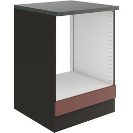 Optifit Herdumbauschrank &raquo;Palma&laquo; Breite 60 cm, Nischenma&szlig;e B/T/H 56,7/55,5/59,5 cm rot Holzwerkstoff anthrazit, B/H/T: 60cm x 84,8cm x 60cm