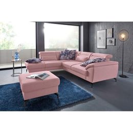Sit & More sit&more Ecksofa &raquo;Percy L-Form&laquo; 12 cm Fu&szlig;h&ouml;he, Sitztiefenverstellung, wahlweise in 2 Fu&szlig;farben rosa B/H/T: 270cm x 77cm x 235cm, Feinstruktur, 