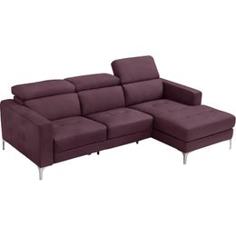 Egoitaliano Ecksofa &raquo;Matt, erstklassiger Sitzkomfort, aufwendige Detailverarbeitung, L-Form&laquo; mit verstellbaren Kopfteilen zum Relaxen lila B/H/T: 247cm x 100cm, 