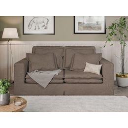 Home Affaire 3-Sitzer &raquo;ALISSAS BIS mit vielen Kissen, Biesen an den Kissen,&laquo; Hussen-Optik, kleine Taschen an der Seite zum Verstauen grau 92% 