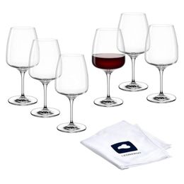 Leonardo Rotweinglas &raquo;6 Weingl&auml;ser CESTI + Poliertuch&laquo; 6 Rotwein-Gl&auml;ser mit Poliertuch transparent Kristallglas &Oslash; 9cm x 20cm, 500ml, 7 Stk.