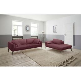 Egoitaliano Polstergarnitur &raquo;Masu, Design trifft sensationellen Sitzkomfort&laquo; Set besteht aus 2,5-Sitzer, freistehende Ottomane und 3 Rollkissen rot Leder CAREZZA 