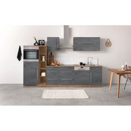 KOCHSTATION K&uuml;chenzeile &raquo;KS-Samos&laquo; Breite 310 cm, wahlweise mit E-Ger&auml;ten und Induktionkochfeld grau B/H/T: 310cm x 200cm x 60cm,mit 