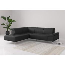OTTO home Ecksofa &raquo;Caluna&laquo; Inkl.Sitztiefenverstellung, wahlweise mit Kopf- und Armteilverstellung schwarz B/H/T: 274cm x 81cm x 235cm, NaturLEDER 