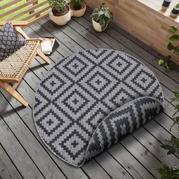 OTTO home Teppich &raquo;Ronda Wendeteppich&laquo; rund 5 mm H&ouml;he Sisal-Optik, Flachgewebe, In- und Outdoor, geometrisches Boho Design schwarz Kunstfaser &Oslash; 120cm 