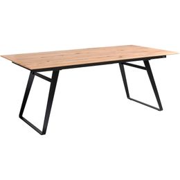 Musterring Esstisch &raquo;Tavia&laquo; B&uuml;gelgestell in 3 Farben, Platte Charakter-Eiche ge&ouml;lt, ausziehbar schwarz B/H/T: 220cm x 76cm x 100cm, Synchron-Auszug,mit 