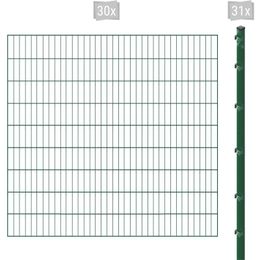 Arvotec Einstabmattenzaun &raquo;ESSENTIAL 180 zum Aufschrauben&laquo; Zaunh&ouml;he 180 cm, Zaunl&auml;nge 2 - 60 m gr&uuml;n Kunststoff, Stahl H/L: 180cm x 60m, Pfosten: 31 Stk.