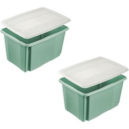 keeeper Aufbewahrungsbox &raquo;Emil, Box mit Deckel, 2er Set, 45 L, 55,5x40x30 cm&laquo; ineinander und aufeinander stapelbar Kunststoff 2 Stk., B/H/T: 55,5cm x 