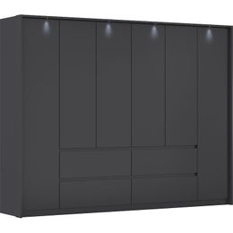 Rauch Dreht&uuml;renschrank &raquo;Mainz mit Passepartout&laquo; optional mit Beleuchtung, Au&szlig;ent&uuml;ren mit Push-to-Open Funktion grau Holzwerkstoff B/H/T: 275cm x 212cm