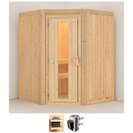 Karibu Sauna &raquo;Nanna&laquo; Set, Ofen 3,6 kW intgr. Strg beige Saunaofen, integrierte Steuerung, 3,6 kW