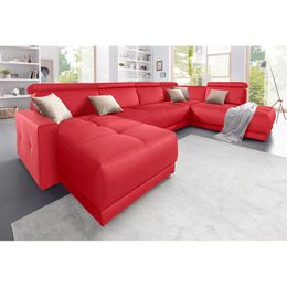 DOMO collection Wohnlandschaft &raquo;Ava moderne Sitzheftung mit toller Doppelnaht, komfortabel, U-Form&laquo; mit Federkern, wahlweise mit Kopfteilverstellungen