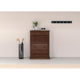 OTTO home Schuhschrank &raquo;Liotta&laquo; Mit 2 Klappen und 1 Schublade braun Massivholz braun, B/H/T: 75cm x 105cm x 25cm, Schubladen: 2 Stk.