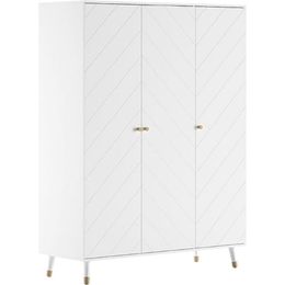 Vipack Kleiderschrank Made in Europe, mit 3 Dreht&uuml;ren bietet viel Stauraum, Rillenprofil-Optik, Ausf. wei&szlig; wei&szlig; MDF wei&szlig;, B/H/T: 150cm x 200,3cm x 59cm, 
