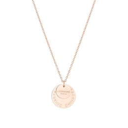 Liebeskind Berlin Damen Kette mit Anh&auml;nger &raquo;Schmuck Geschenk Edelstahl Halskette Logo Basic Kreis&laquo; rosa Edelstahl, L: 45 B: 1mm