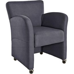 exxpo - sofa fashion Sessel &raquo;Cortado, Loungesessel auf Rollen, schmale Armlehnen, bequem&laquo; hohe Bodenfreiheit, sch&ouml;ne Detailverarbeitung grau Luxus-